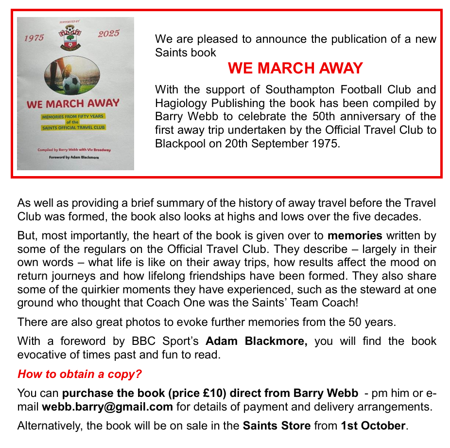 ‘We March Away’ By Barry Webb – Saints Archive